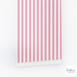 Pink Candy Stripe Wall Print, Removable Wallpaper and Traditional ...
