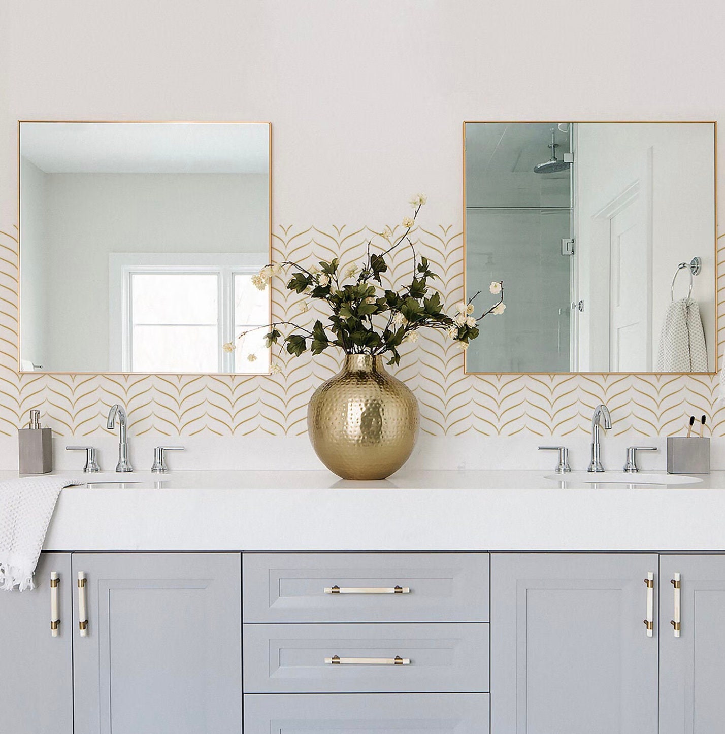 Bathroom Backsplash Behind Sink Backsplash Peel and Stick Tiles Ideas for Bathroom Backsplash Vanity Powder Room Gold Wall Decor Sticker Etsy