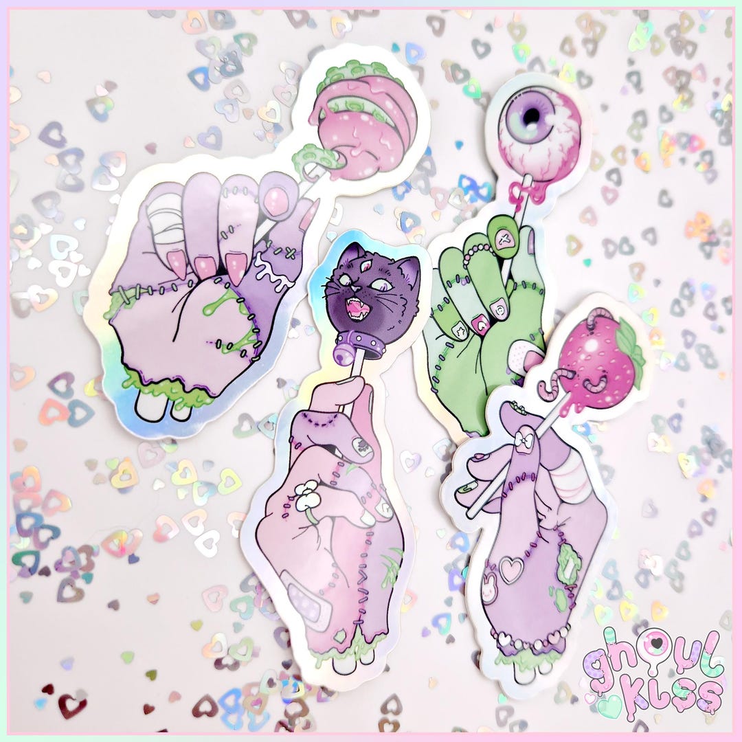 Yucky Pops - Sticker Set - Holographic Vinyl Stickers - Etsy