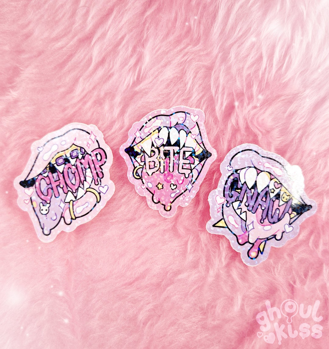 TEETH MARKS Sticker Set Holographic Sparkly Glitter - Etsy