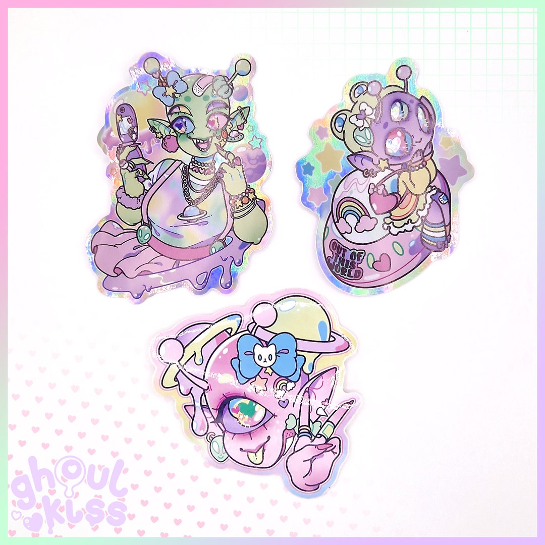 Decora Aliens Sticker Set 3 Vinyl Stickers, Holographic, Sparkle - Etsy