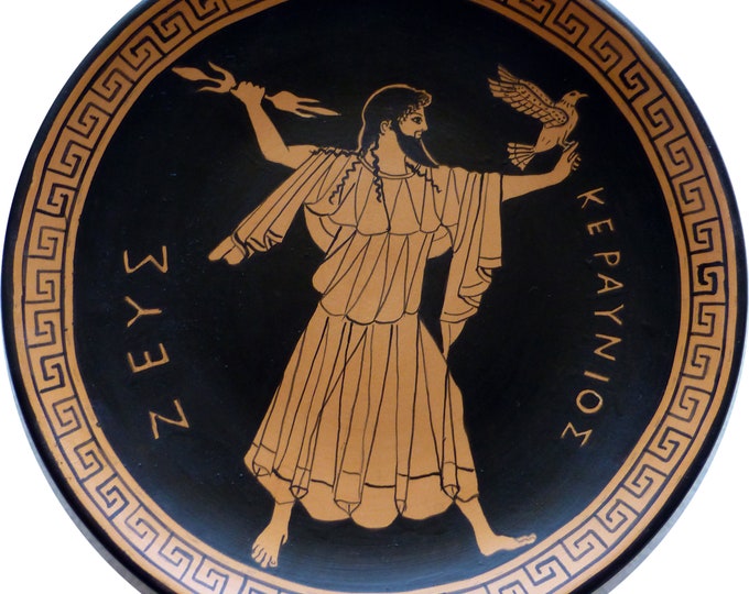 Zeus With Lightning and Eagle, Hand Painted on a Clay Plate, Copy of ...