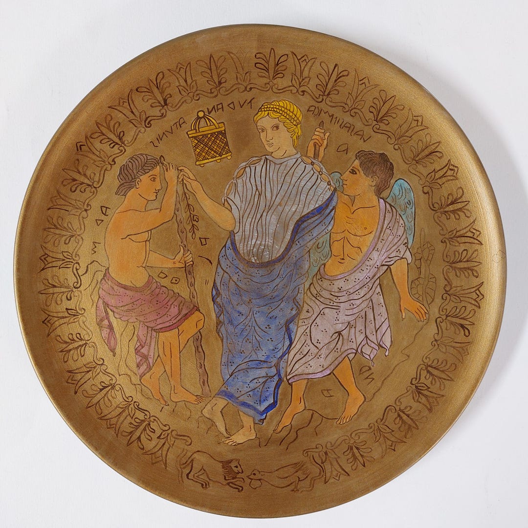 Decorative Plate With a Scene From an Etruscan Mirror, Hand-painted in ...