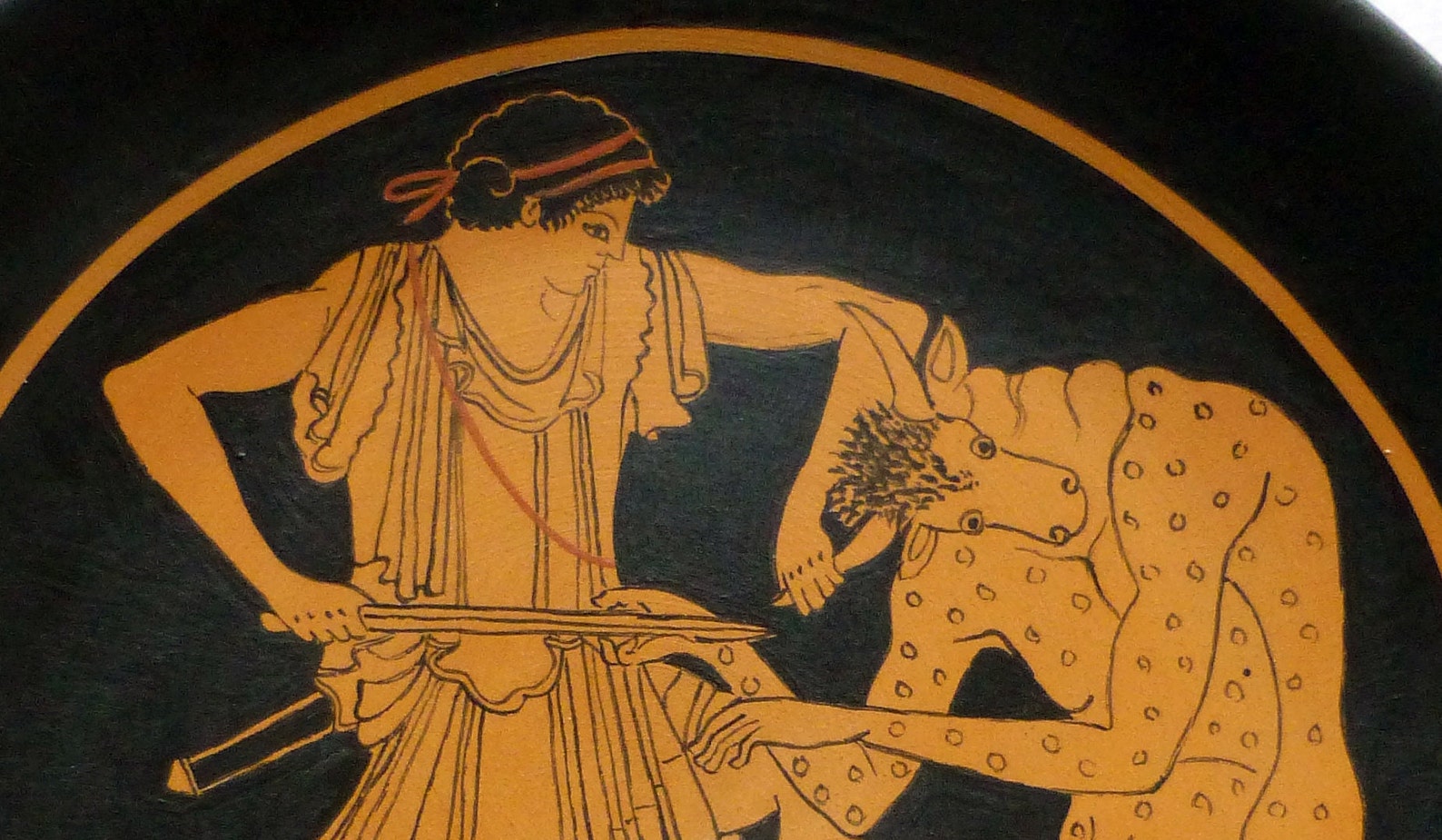 The Fight Between Theseus and Minotaur Hand-painted on - Etsy