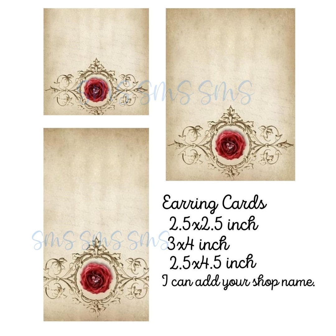 Earring Card Set, Digital Jewelry Card Set, Elegant Earring Cards - Etsy