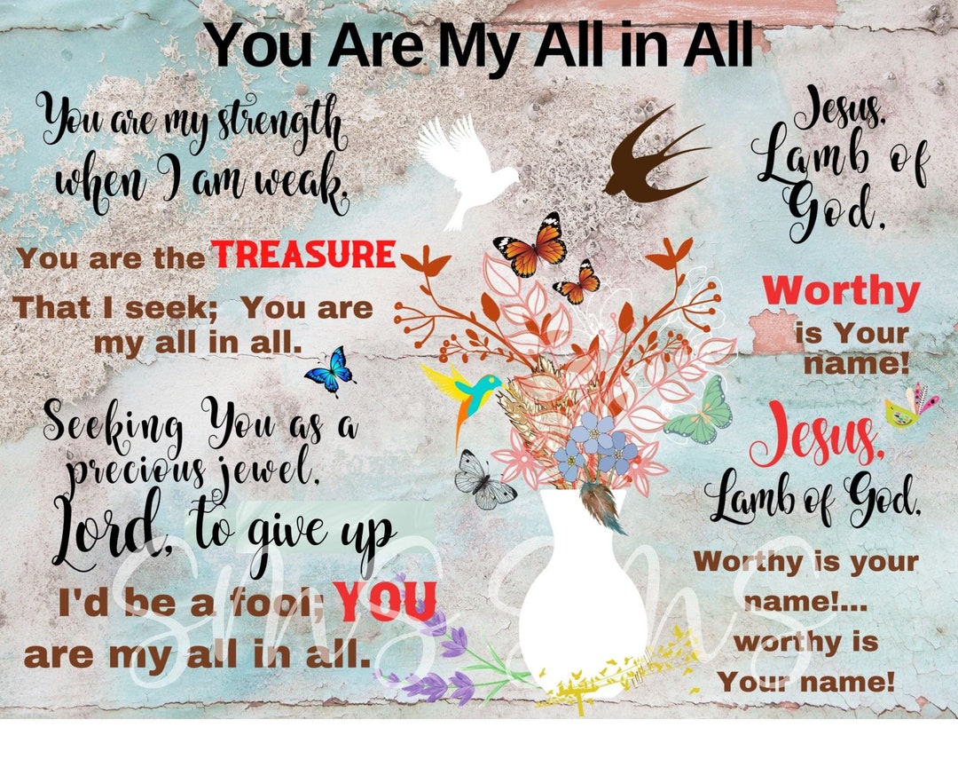 Hymn Poster. Sunday School, Connection Group Room Art. My All in All ...