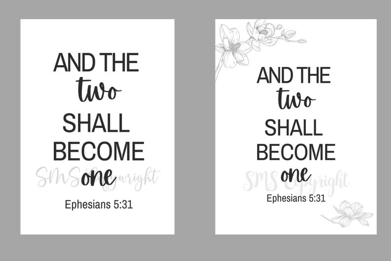 Wedding Signs, Quotes, Two Shall Become One, Digital File Download ...
