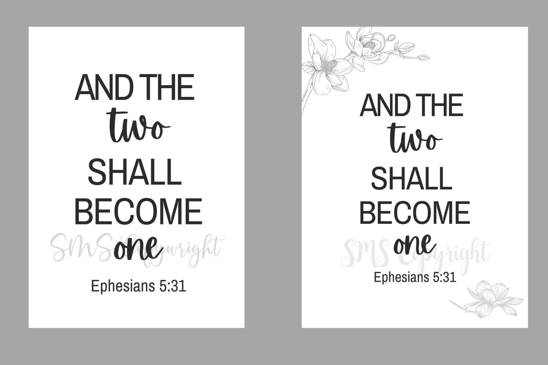 Wedding Signs, Quotes, Two Shall Become One, Digital File Download ...