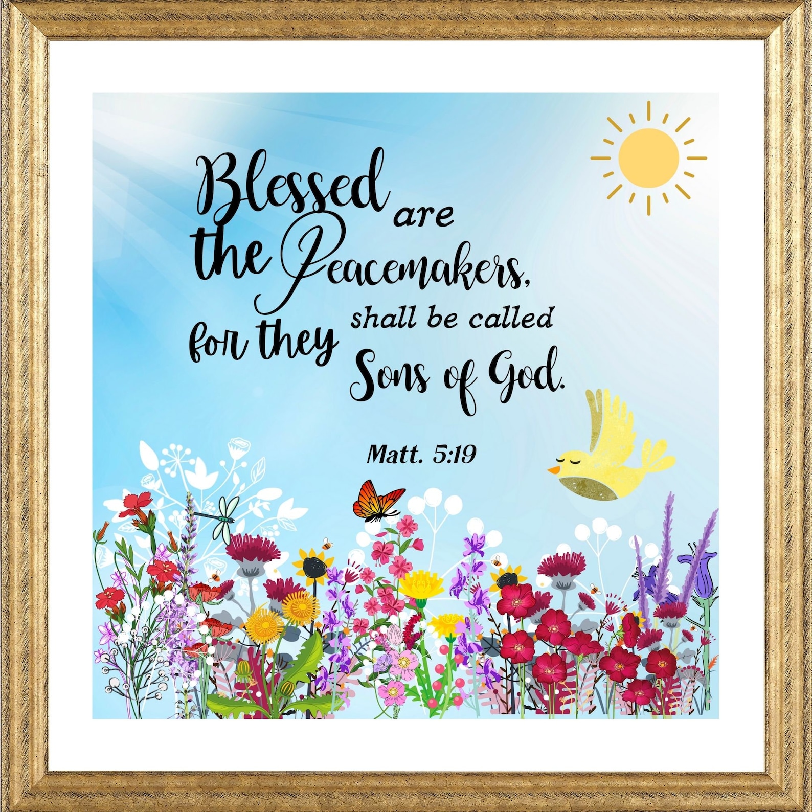 Blessed Are the Peacemakers Printable Scripture Art/wildflowers ...