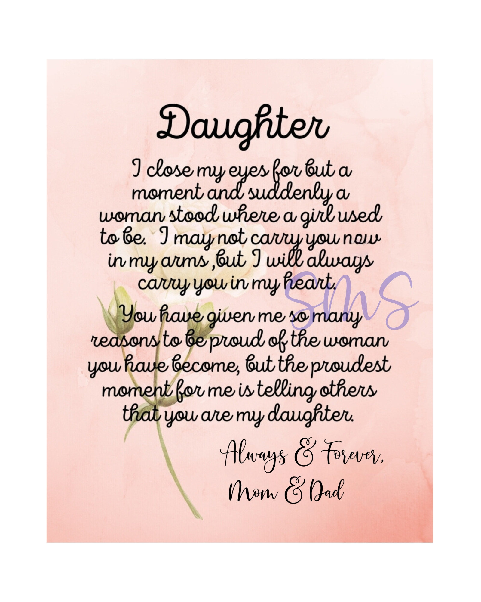 Daughters Letter, Digital Prints for Daughters, Instant Downloads, - Etsy