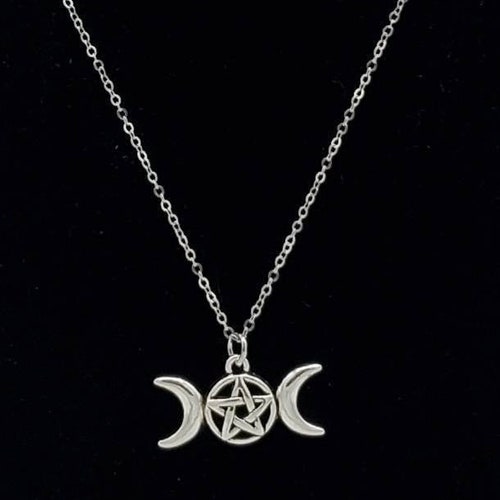 Triple Moon Goddess Necklace in Sterling Silver - Etsy