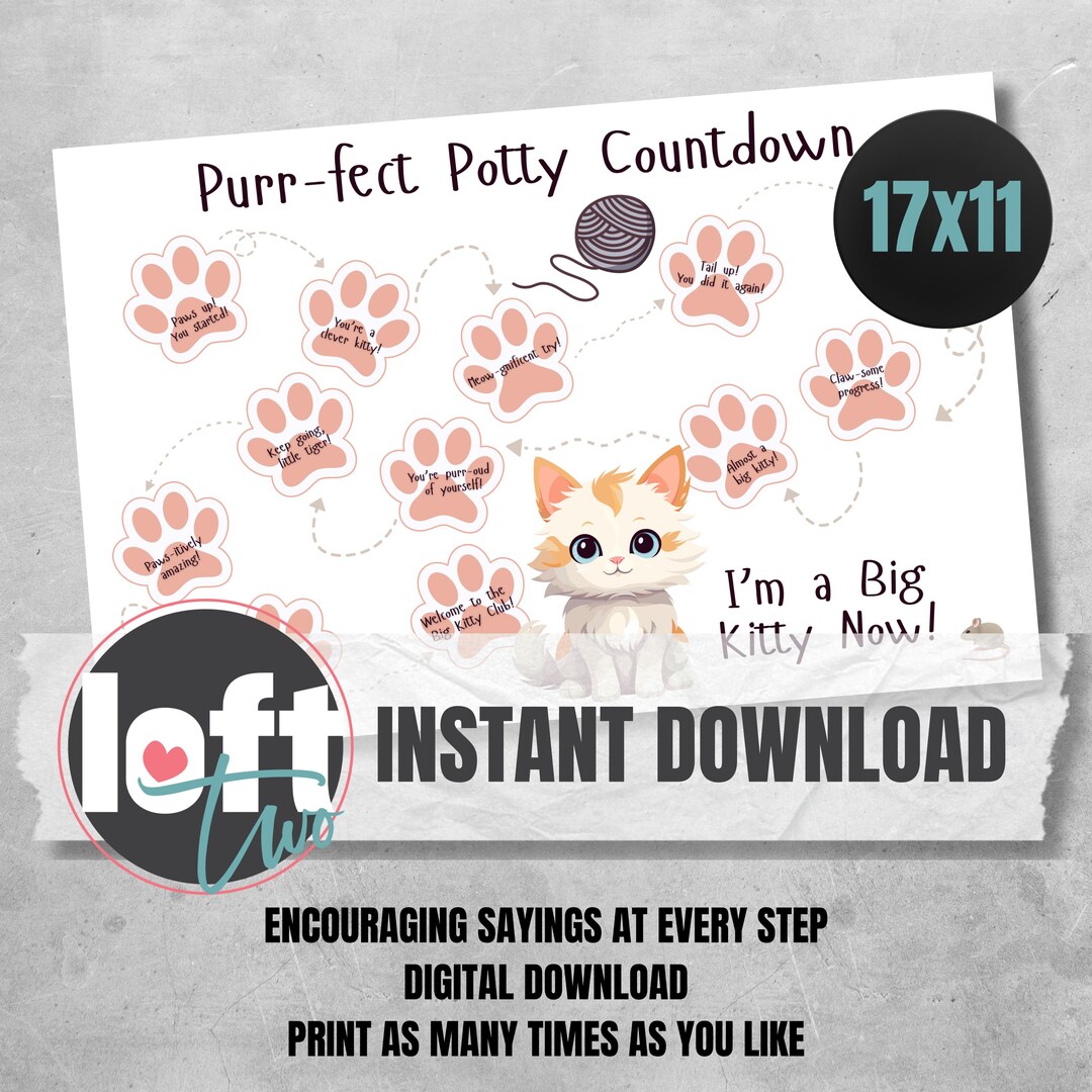 Kitty Potty Training Chart: Cat Paw Print Reward System (PDF Download ...