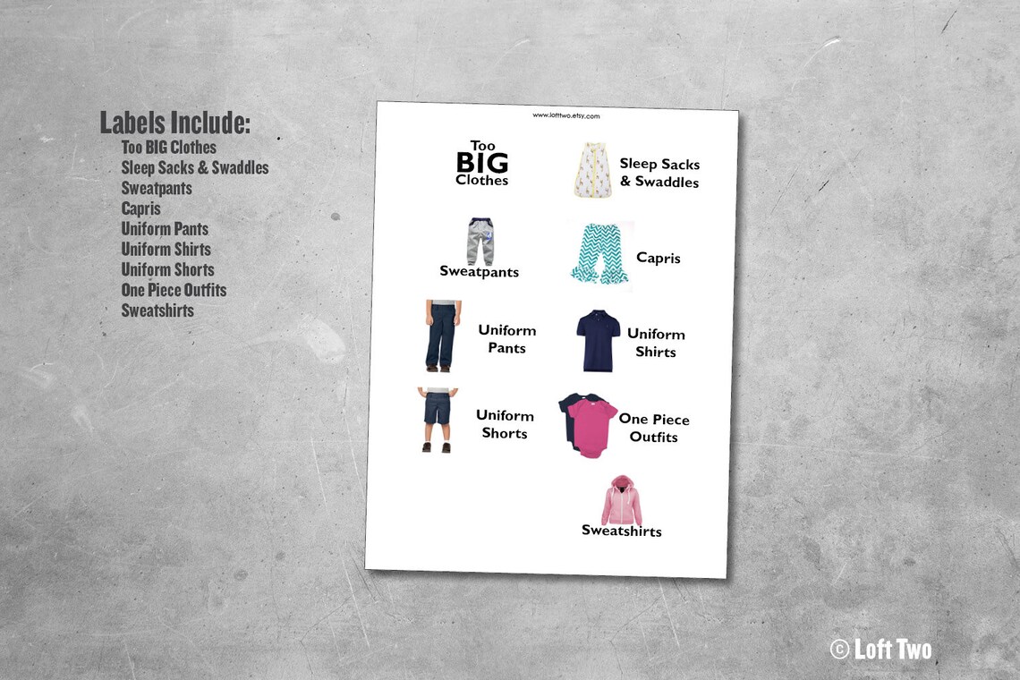 Clothing Labels / Clothes Organization / Stickers / Dresser Labels ...