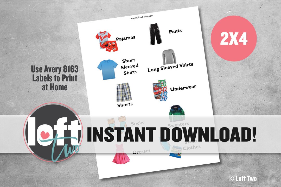 Clothing Labels / Clothes Organization / Stickers / Dresser Labels ...