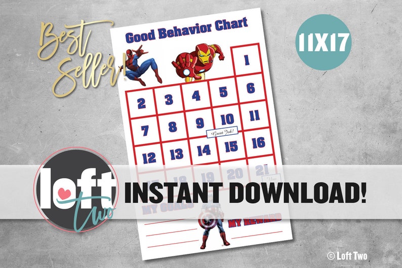 Good Behavior Avengers Sticker Chart / Spiderman / Ironman / | Etsy