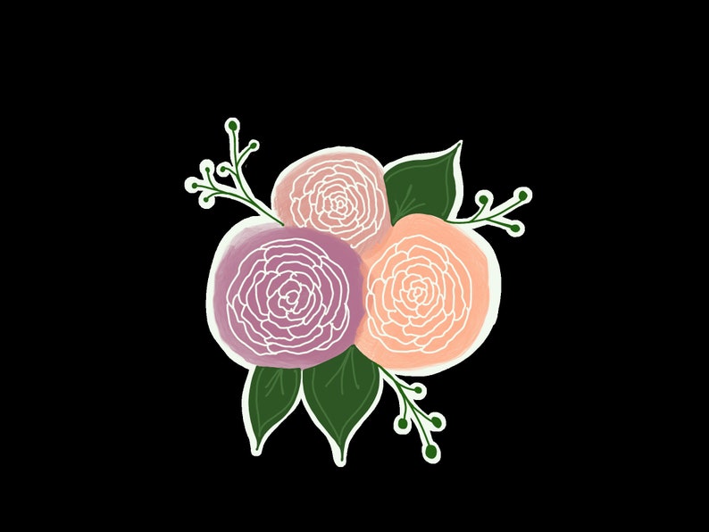 Botanical Line Drawing Rosette Sticker Violet - Etsy