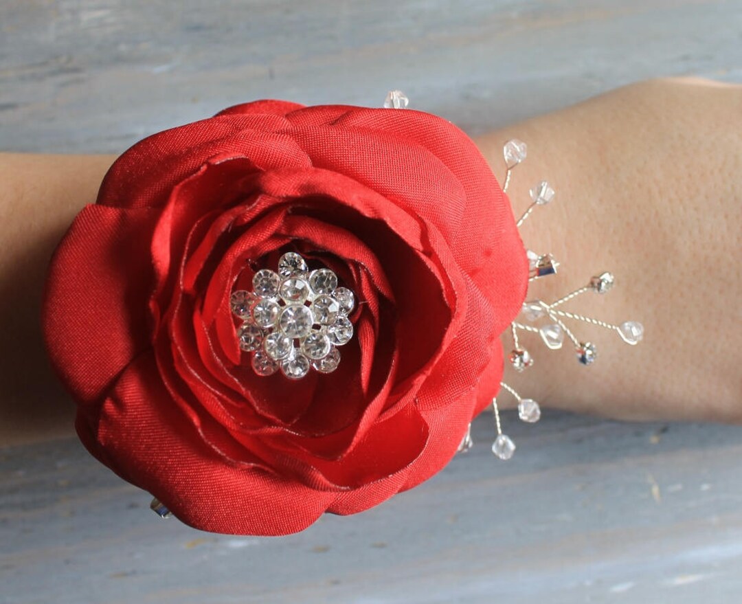 Wrist Corsage Red Wedding Corsage Mothers Corsage Corsage Prom Corsage ...