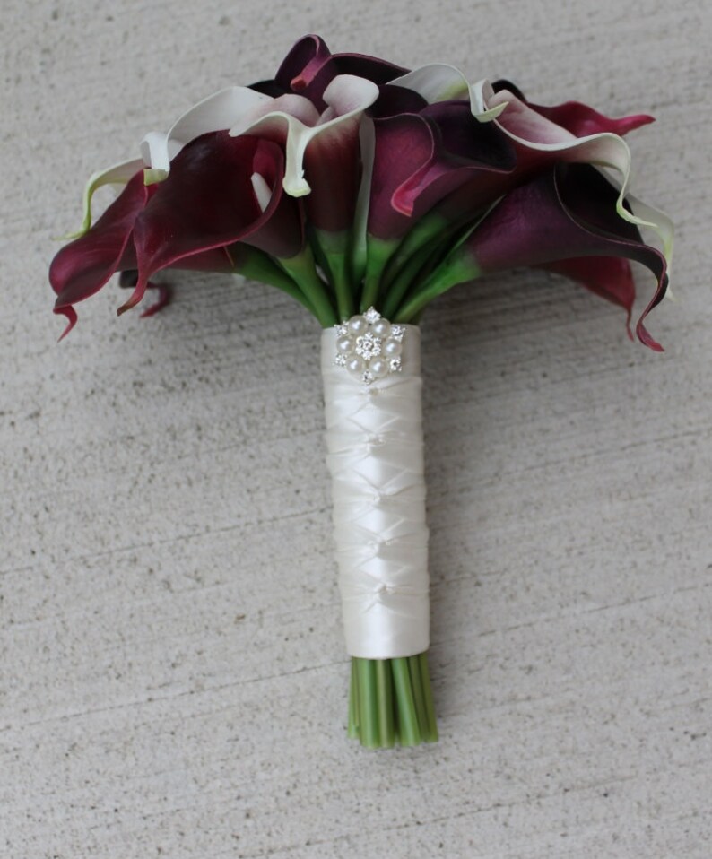 Wedding Bouquet Cranberry Calla Lily Bouquet Cranberry Bouquet | Etsy
