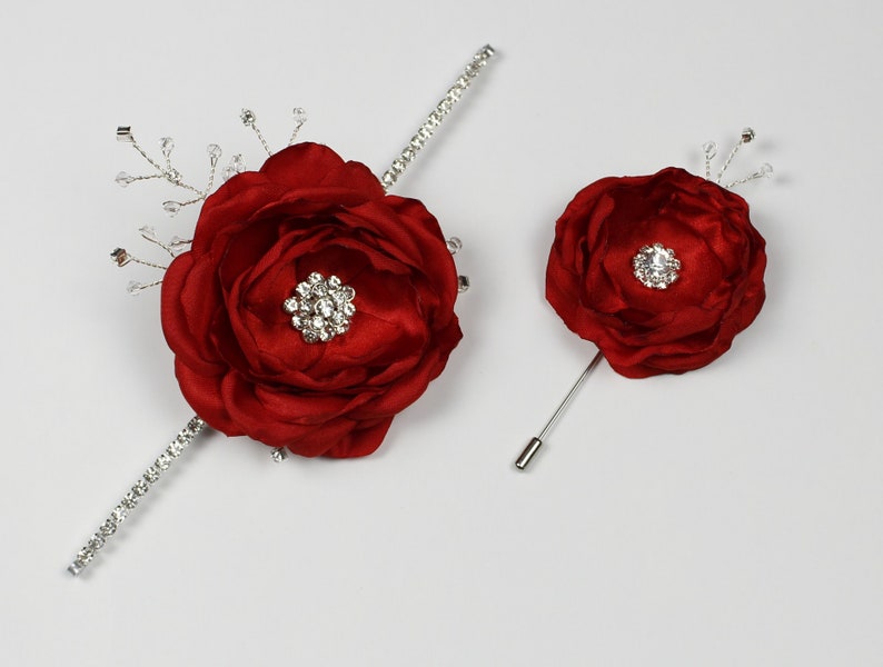 Wrist Corsage Red Wedding Corsage Mothers Corsage Corsage Prom | Etsy