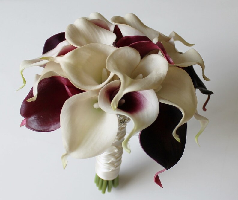 Wedding Bouquet Cranberry Calla Lily Bouquet Cranberry Bouquet | Etsy