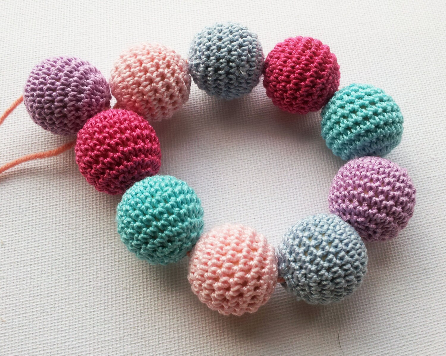 Crochet Beads 10pcs. Crocheted Round Wooden Beads / Cream - Etsy