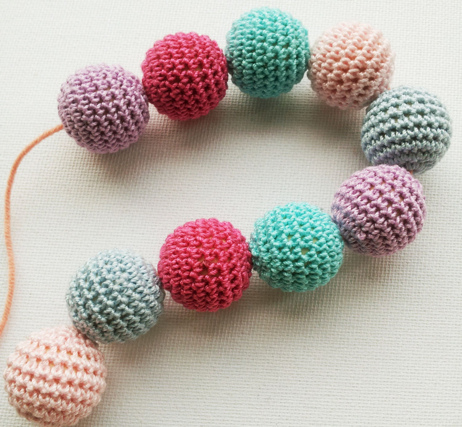 Crochet Beads 10pcs. Crocheted Round Wooden Beads / Cream - Etsy