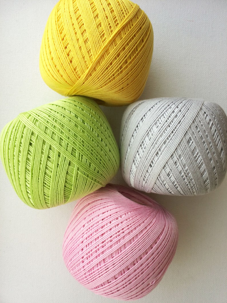 Set of 4 Mercerized Cotton Thread Crochet Yarn 10 Size 10 - Etsy