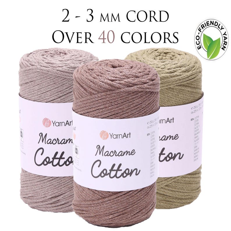 Yarnart Macrame Cotton - 2mm Cord 80% Eco Cotton, Macrame Rope, Macrame ...