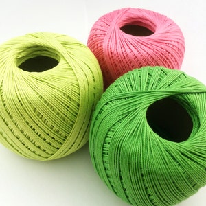 Set of 3 Crochet Cotton Thread Size 10, 50g X 225m, 3ply, Mercerized ...