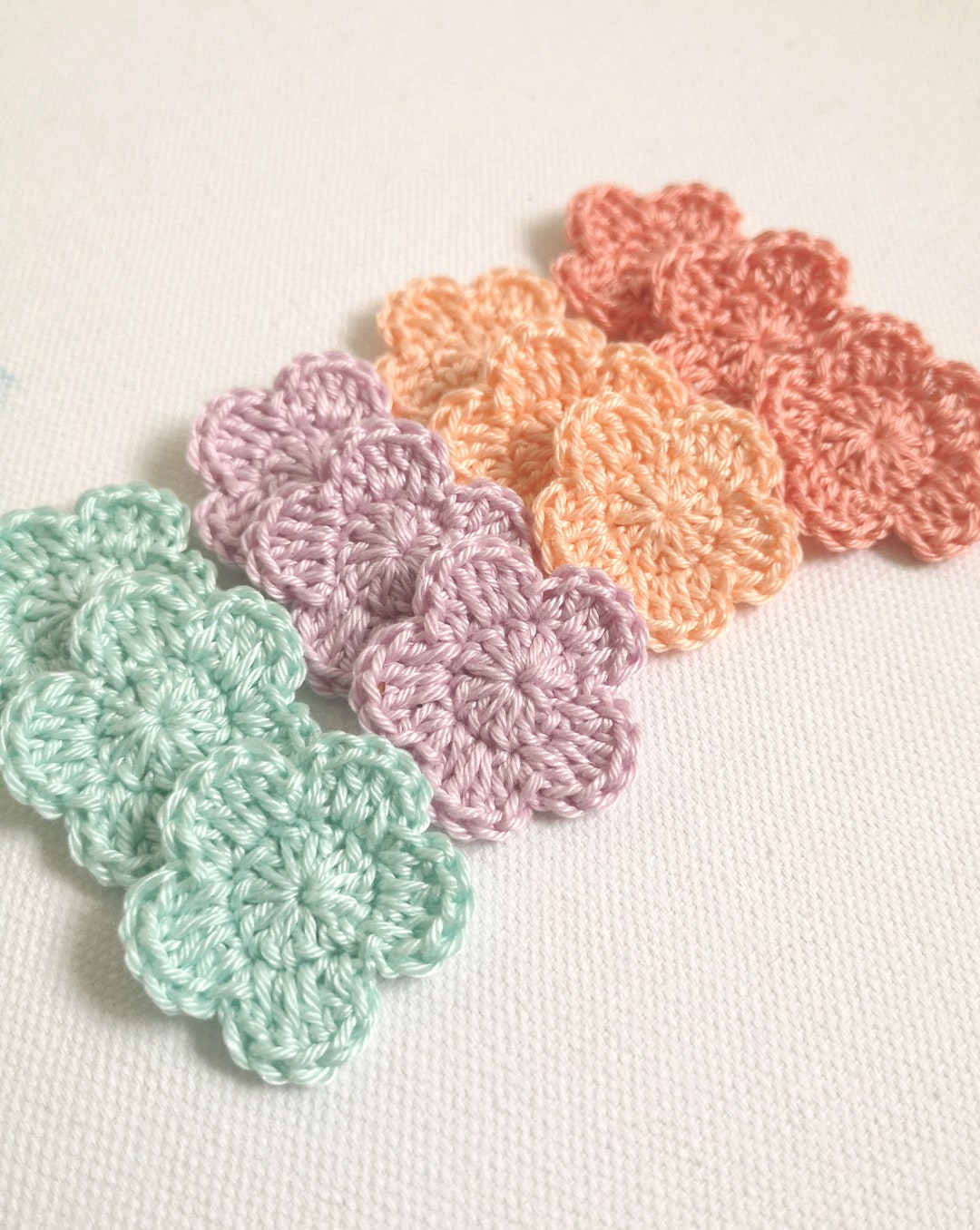 Crochet Mini Flowers Applique Set of 12 Pcs. Embellishment, Motif ...