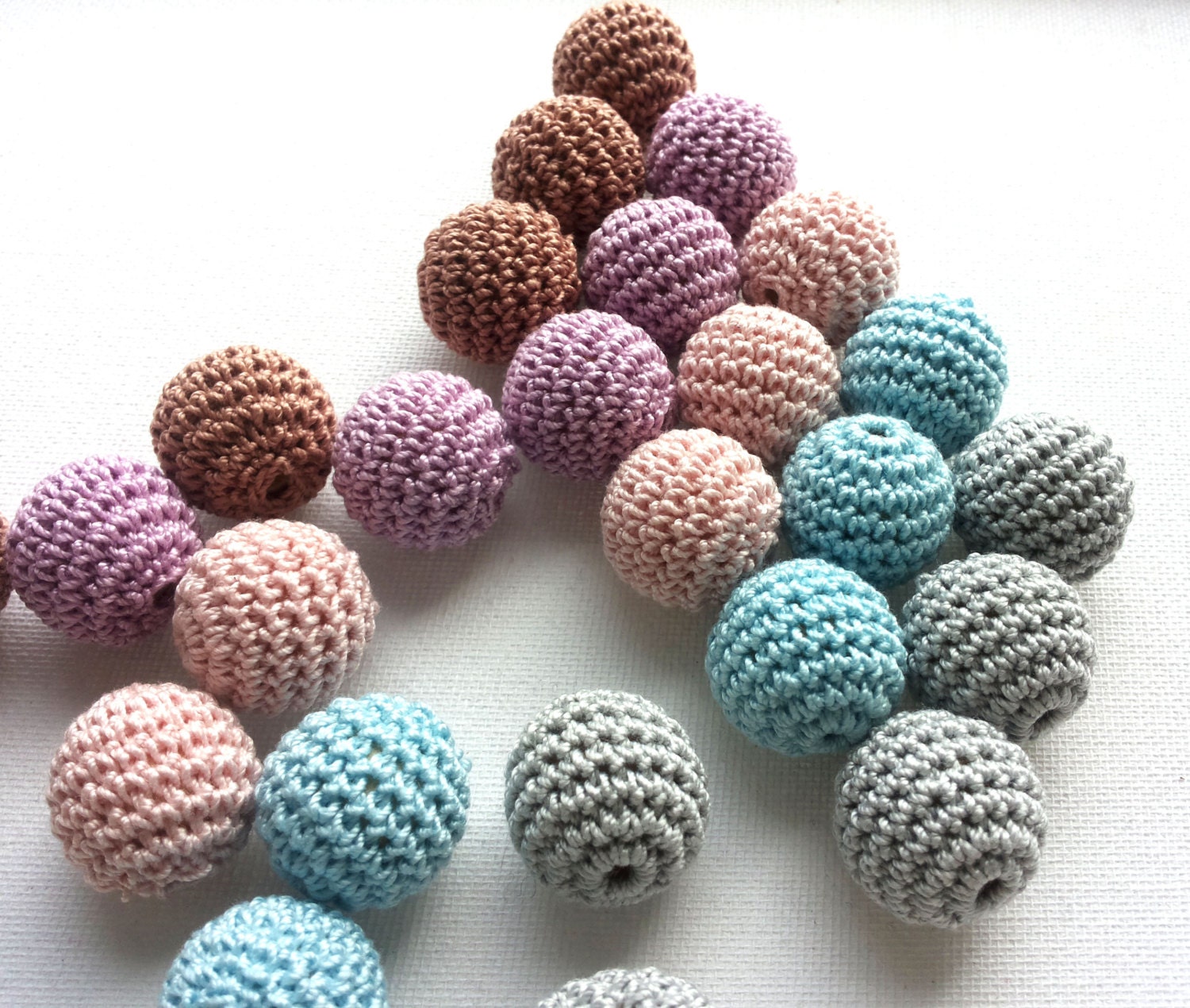 Crocheted Round Beads 25PCS Pastel Colors Necklace Beads | Etsy