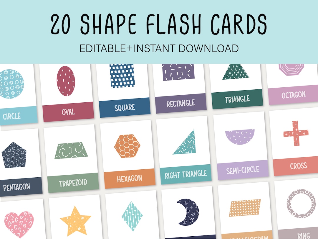 Shape Flashcards Printable | Modern Pattern Shape Flash Cards ...