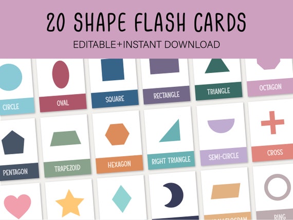 Shape Flashcards Printable Modern Shape Flash Cards - Etsy