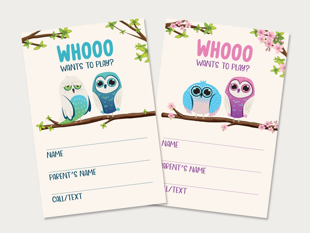 Printable Contact Card for Kids, Play Date Calling Card, Play Date ...
