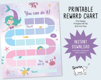 Printable Mermaid Reward Chart, Mermaid Behavior Chart, Daily Chore ...
