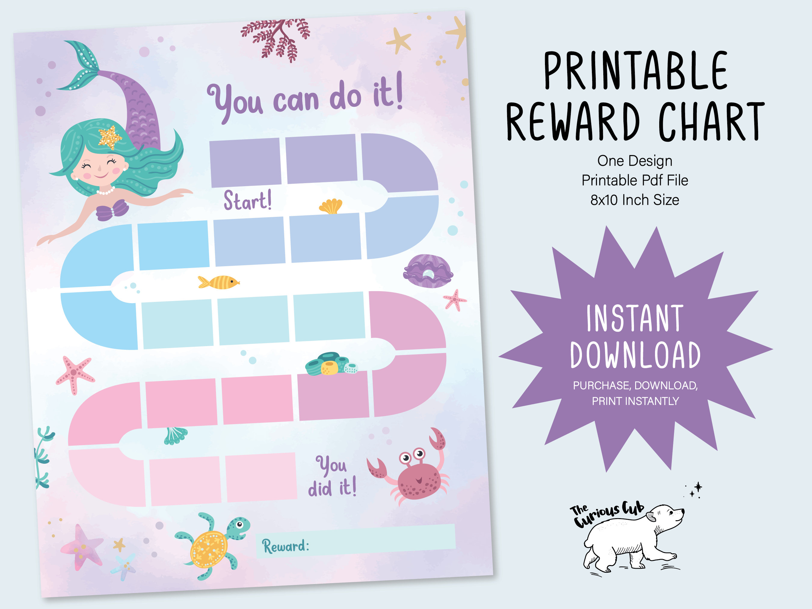 Printable Mermaid Reward Chart | Mermaid Behavior Chart | Daily Chore ...