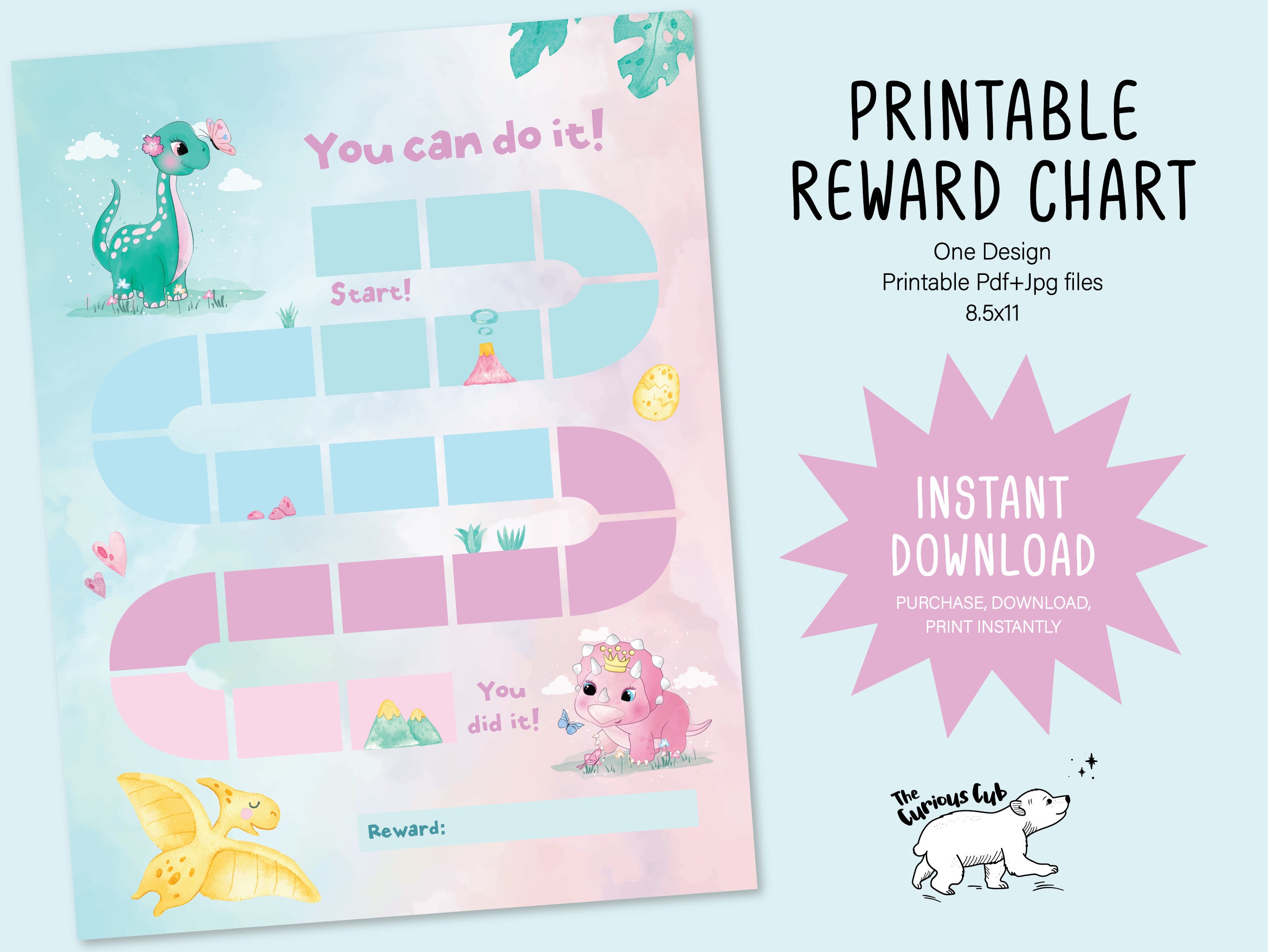 Printable Dinosaur Reward Chart Dinosaur Behavior Chart | Etsy