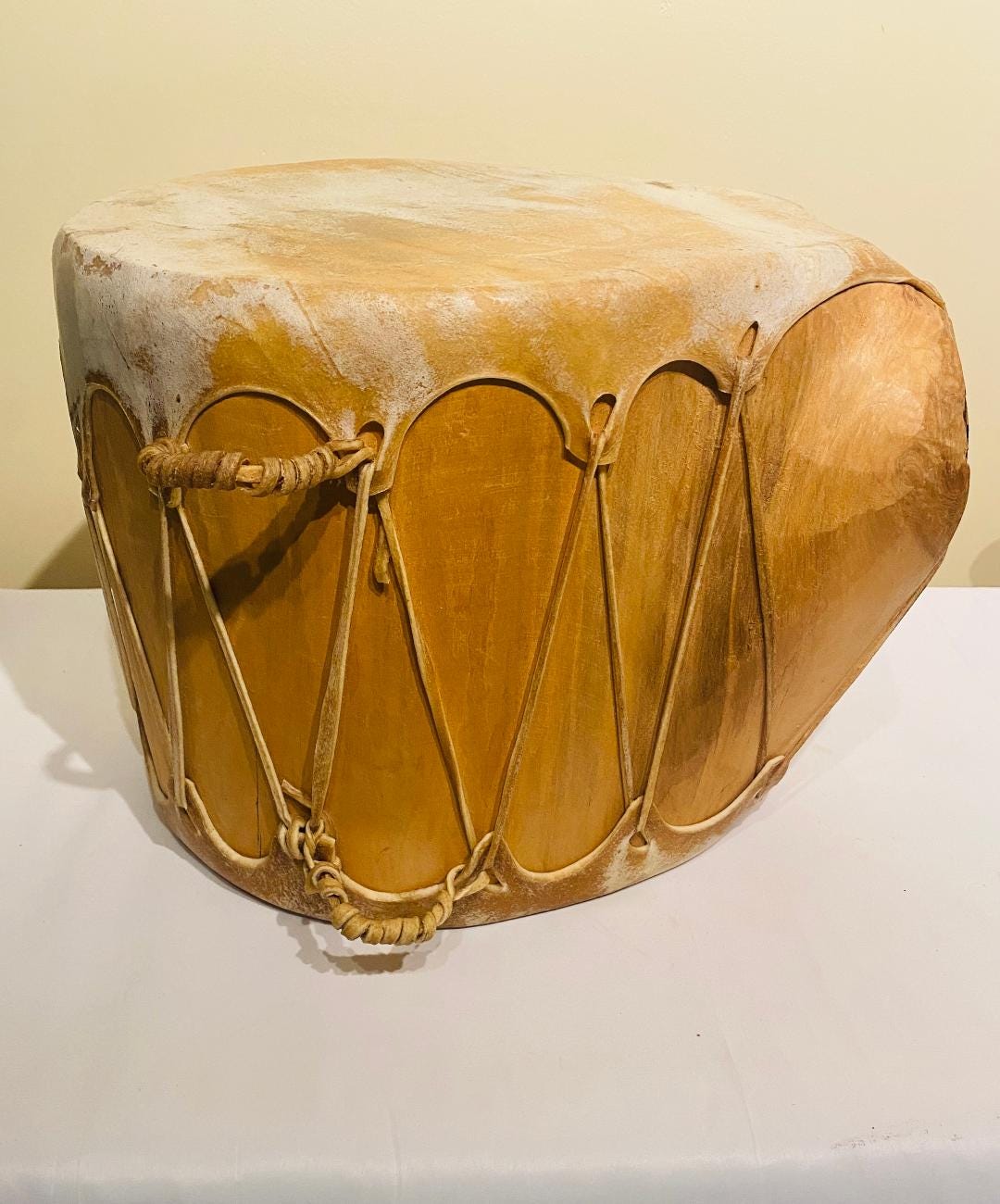 Native American Log Wood Drum With Stretched Raw Hide Skin - Etsy