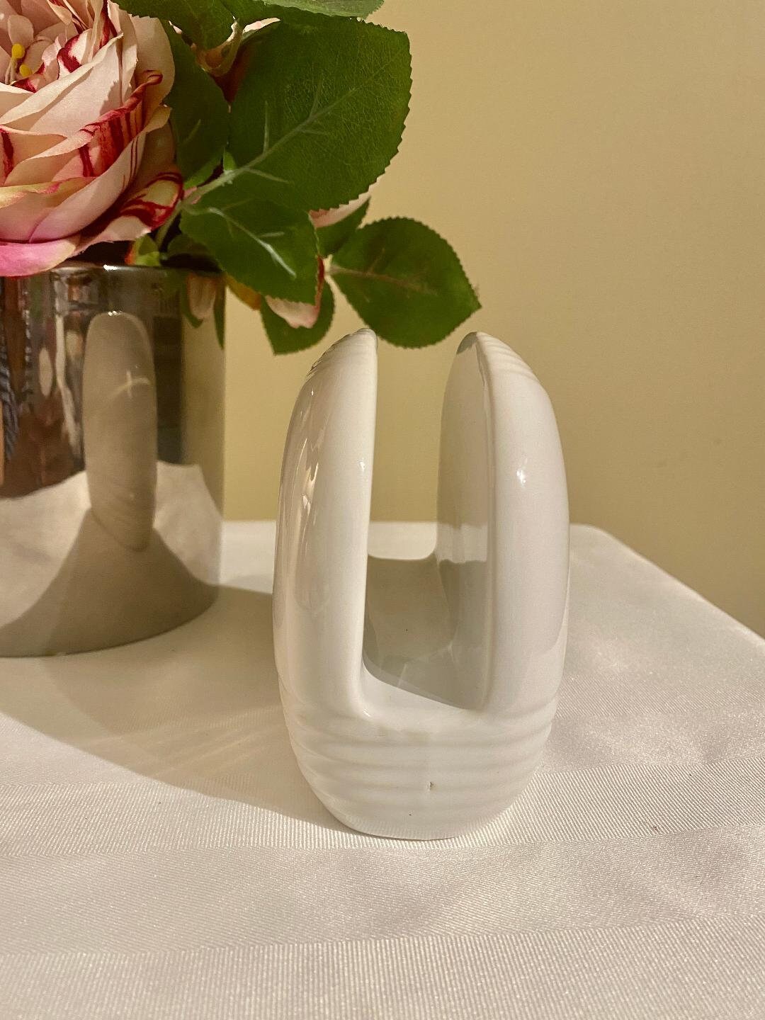 SIGNED SAKURA 30s Style Art Deco Vintage White Napkin Ceramic Letter ...