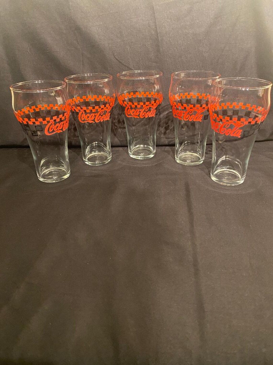 Vintage Coca Cola Checkered Bell Soda Glasses - Etsy