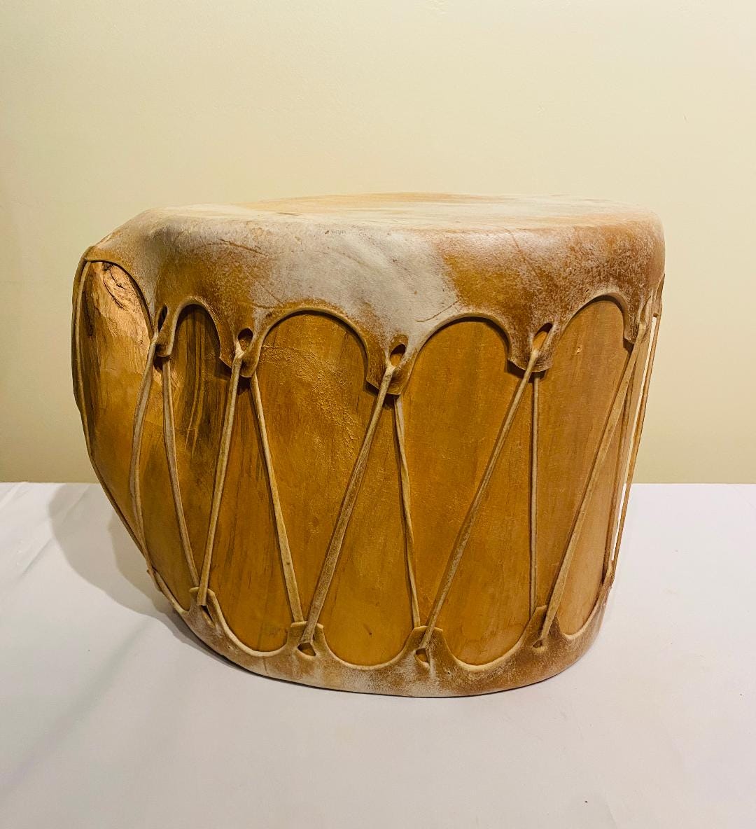 Native American Log Wood Drum With Stretched Raw Hide Skin - Etsy