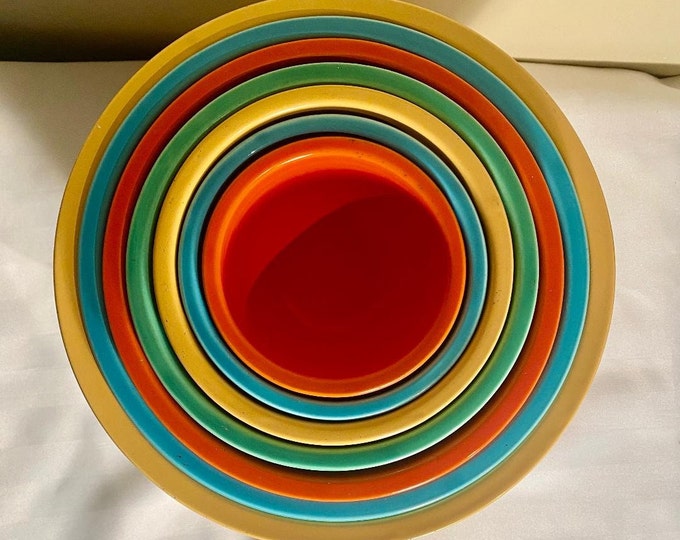 Vintage Fiestaware Nesting Mixing Bowls - Complete Set of 7 Bowls (rare ...