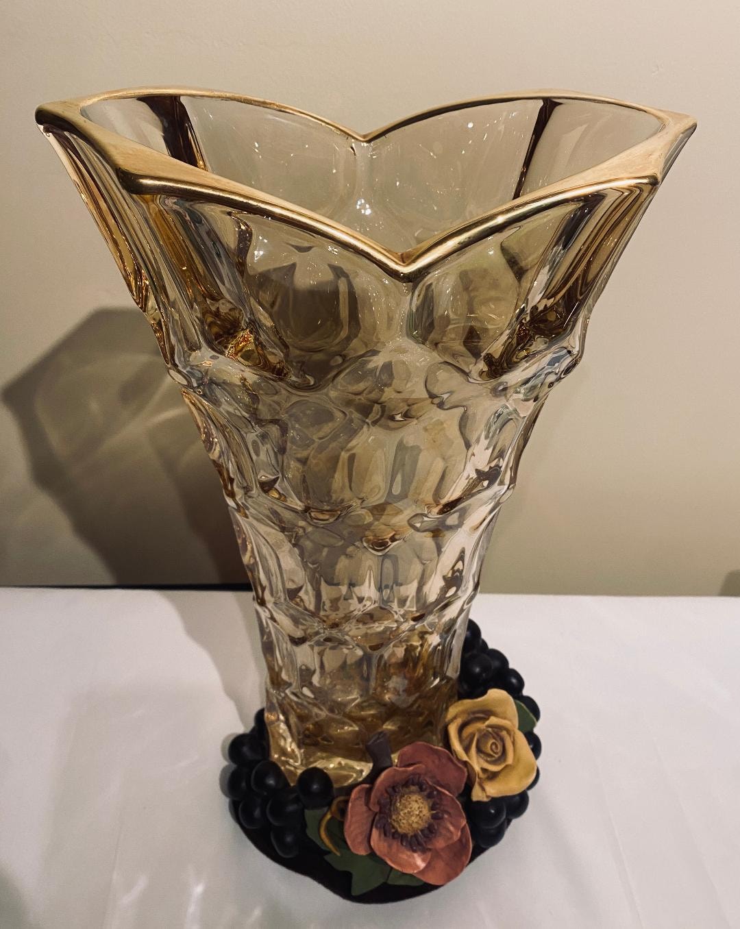 Beautiful Rare Cevik Vase With Flowers and Grapes Made in Italy - Etsy