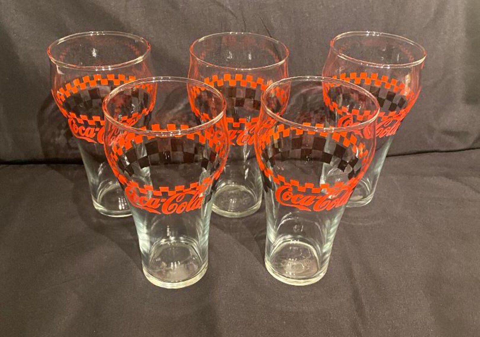 Vintage Coca Cola Checkered Bell Soda Glasses - Etsy
