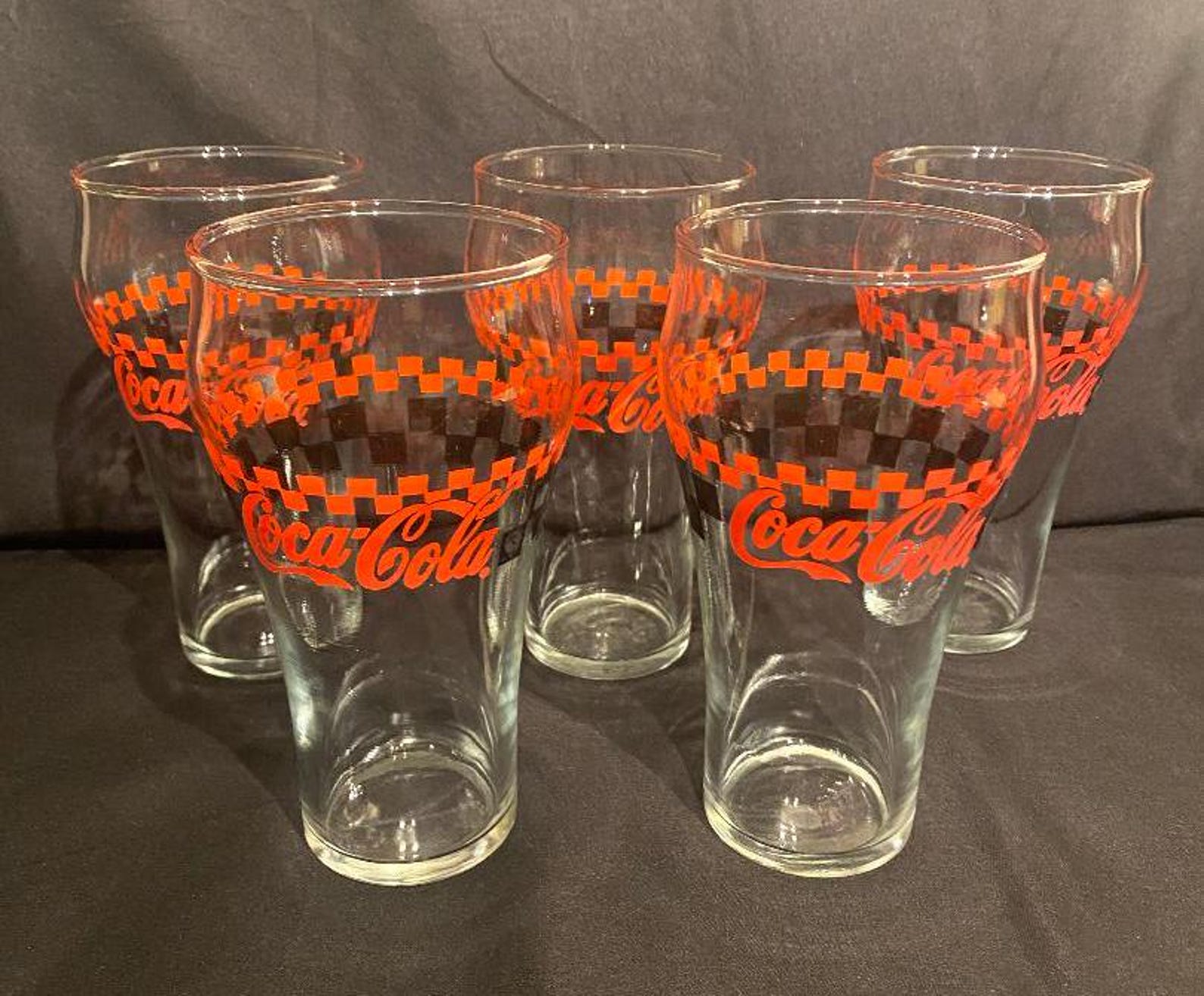 Vintage Coca Cola Checkered Bell Soda Glasses - Etsy