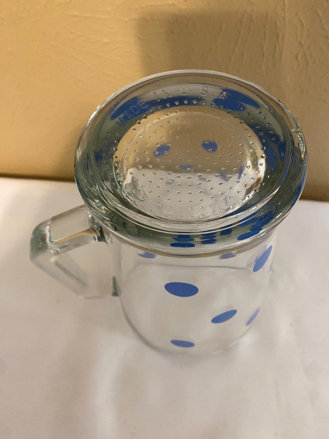 Beautiful Vintage Pressed Glass Blue Polka Dot Libby Pitcher - Etsy
