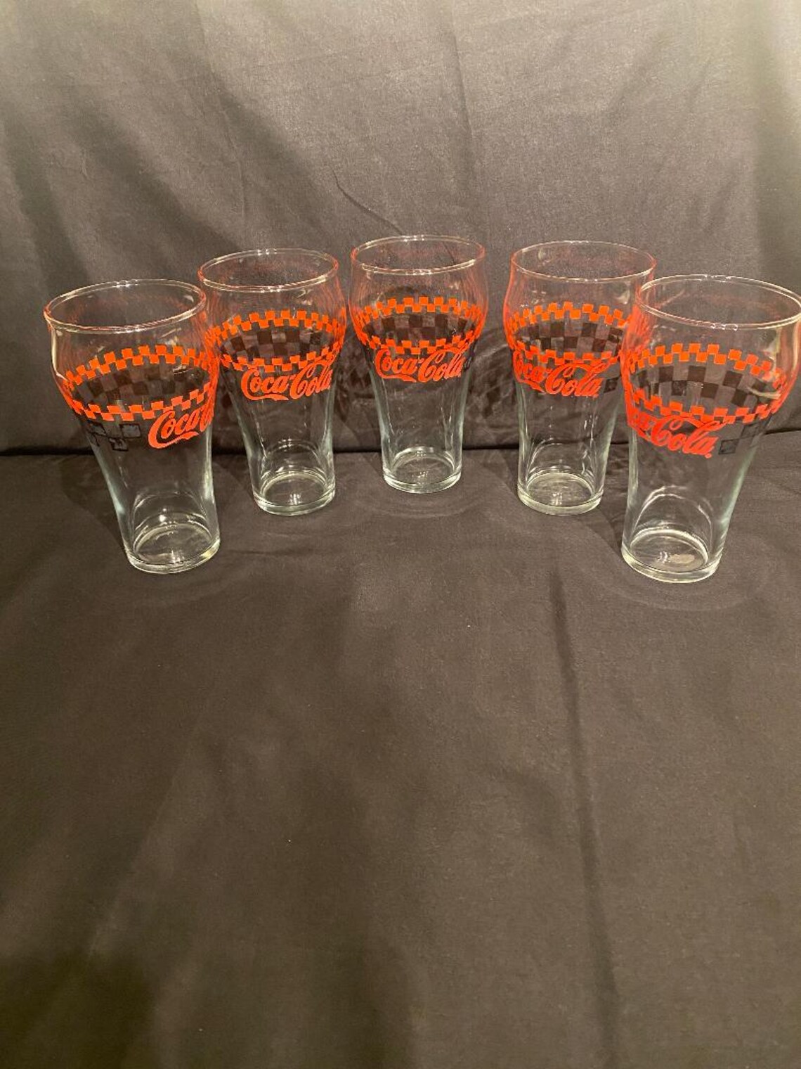 Vintage Coca Cola Checkered Bell Soda Glasses - Etsy