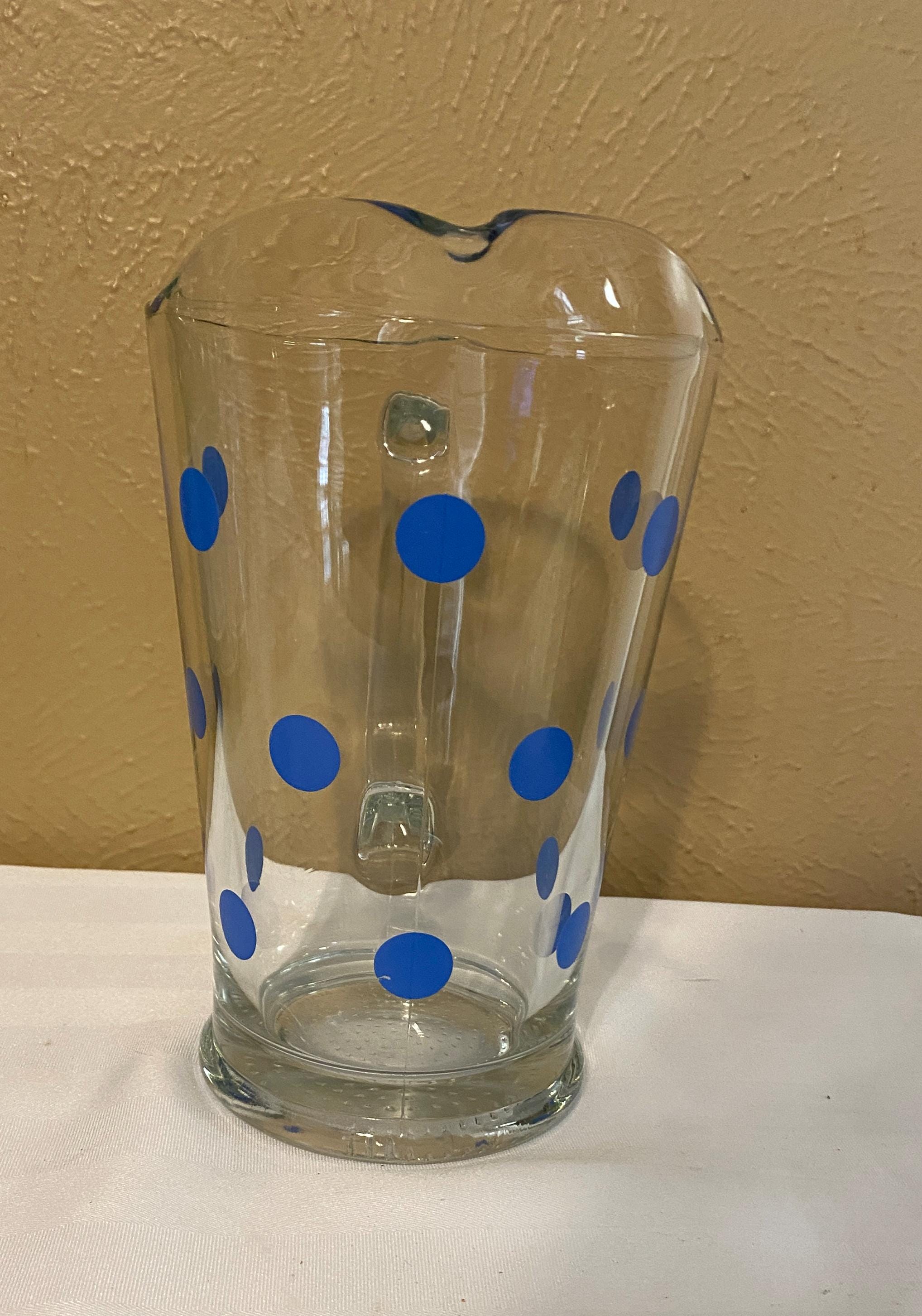 Beautiful Vintage Pressed Glass Blue Polka Dot Libby Pitcher - Etsy
