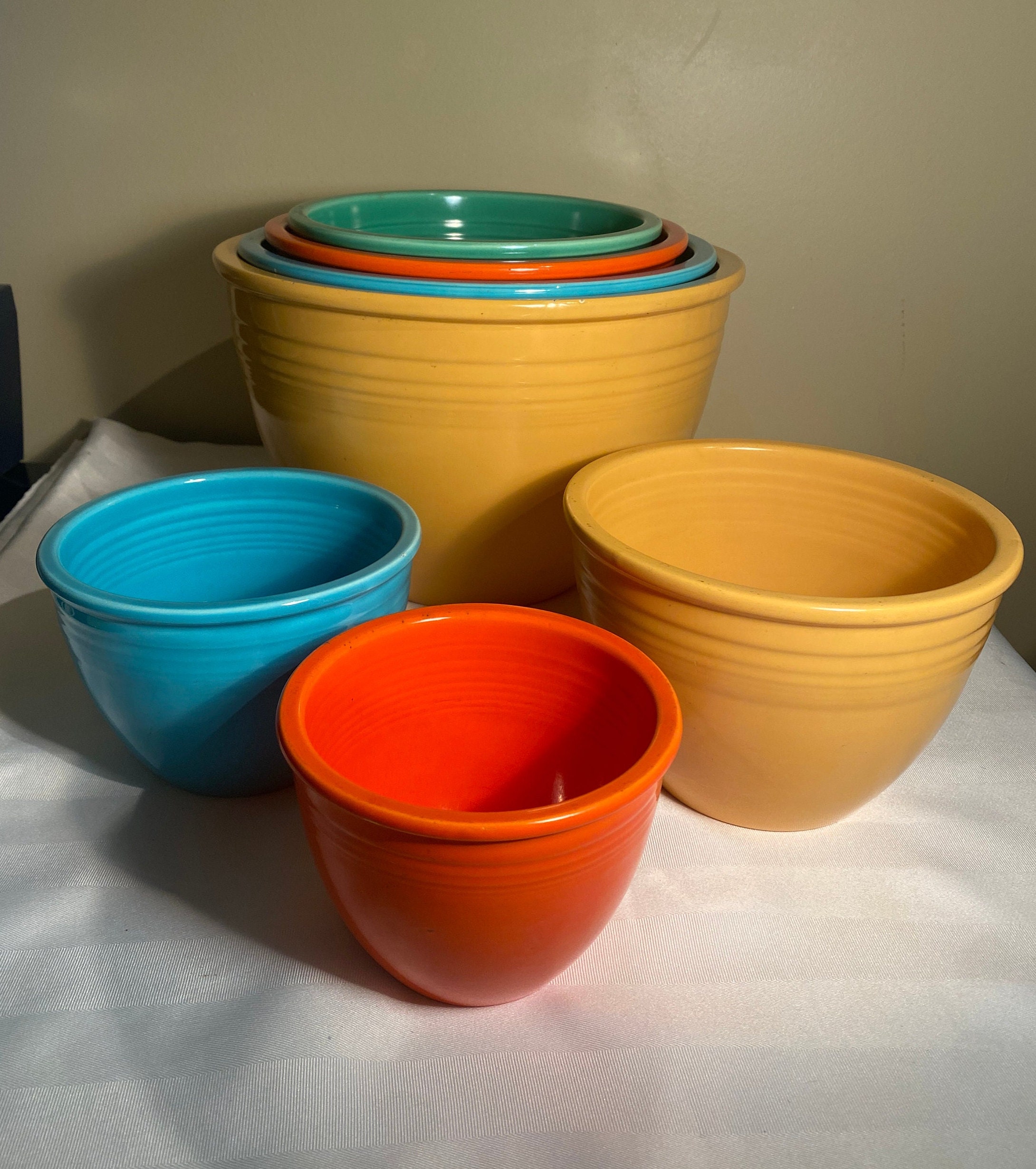 Vintage Fiestaware Nesting Mixing Bowls - Complete Set (rare) - Etsy