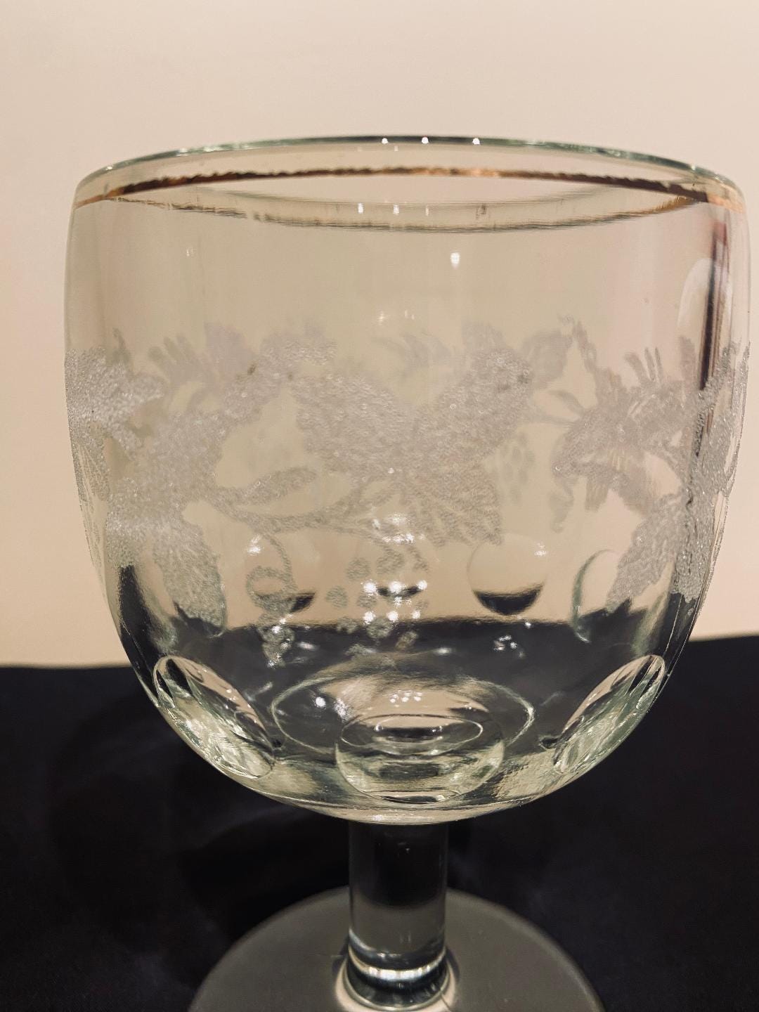 1 Beautiful 6" Tall Goblet With Gold Trim Frosted Grapes & Leaves - Etsy
